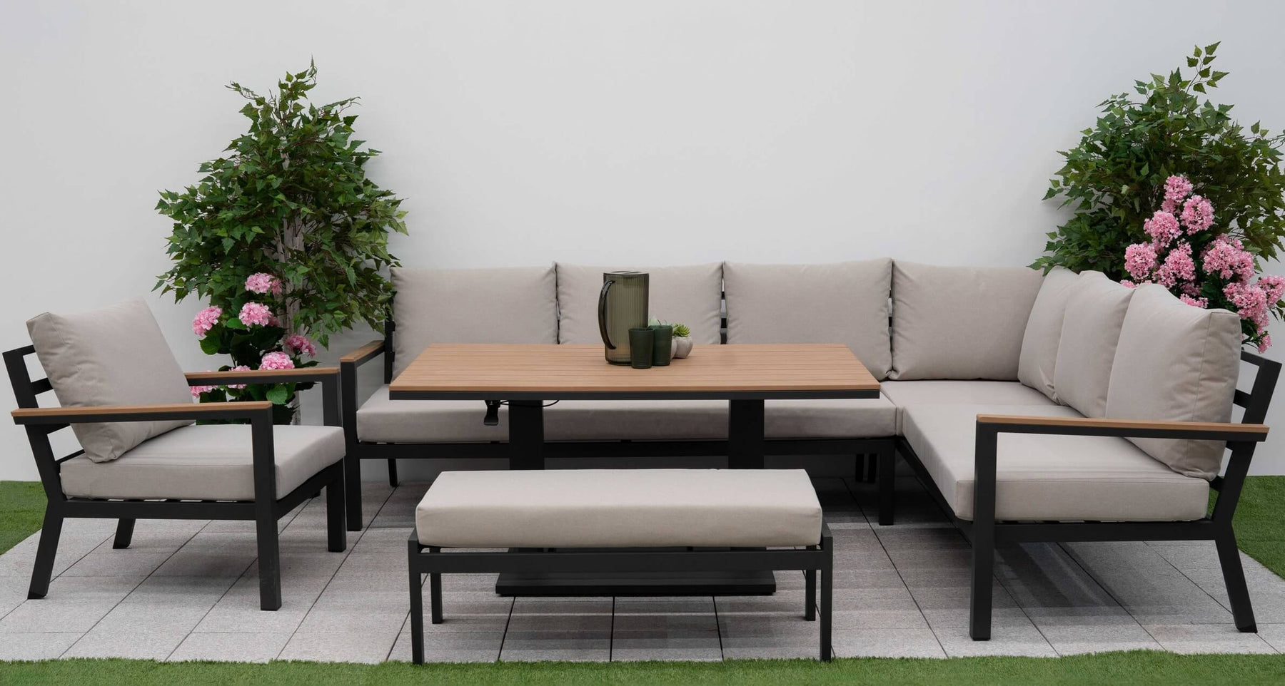 Nova - Heidi Right Hand Corner Sofa Lounge Dining Set with Rectangular ...